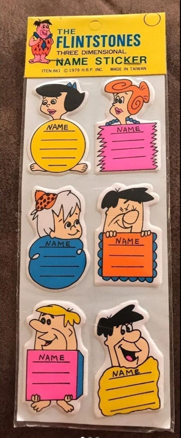The Flintstones Puffy Name Tag Stickers 1979 - Etsy