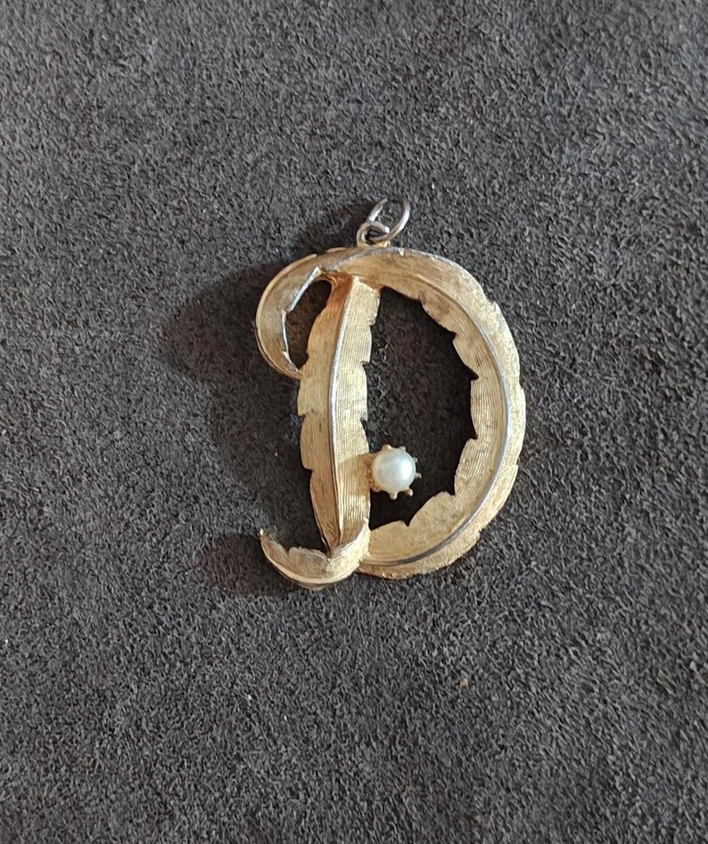 1980's Signed BSK Monogram Initial D With Pearl Gold Tone Pendant - Etsy