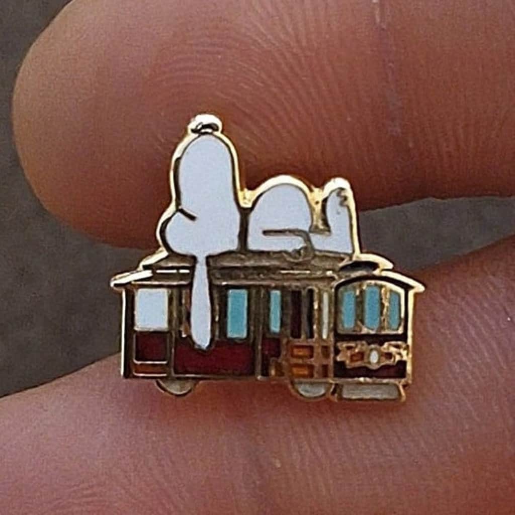 80s Gold Tone Snoopy on a Trolley Car Enamel Pin - Etsy