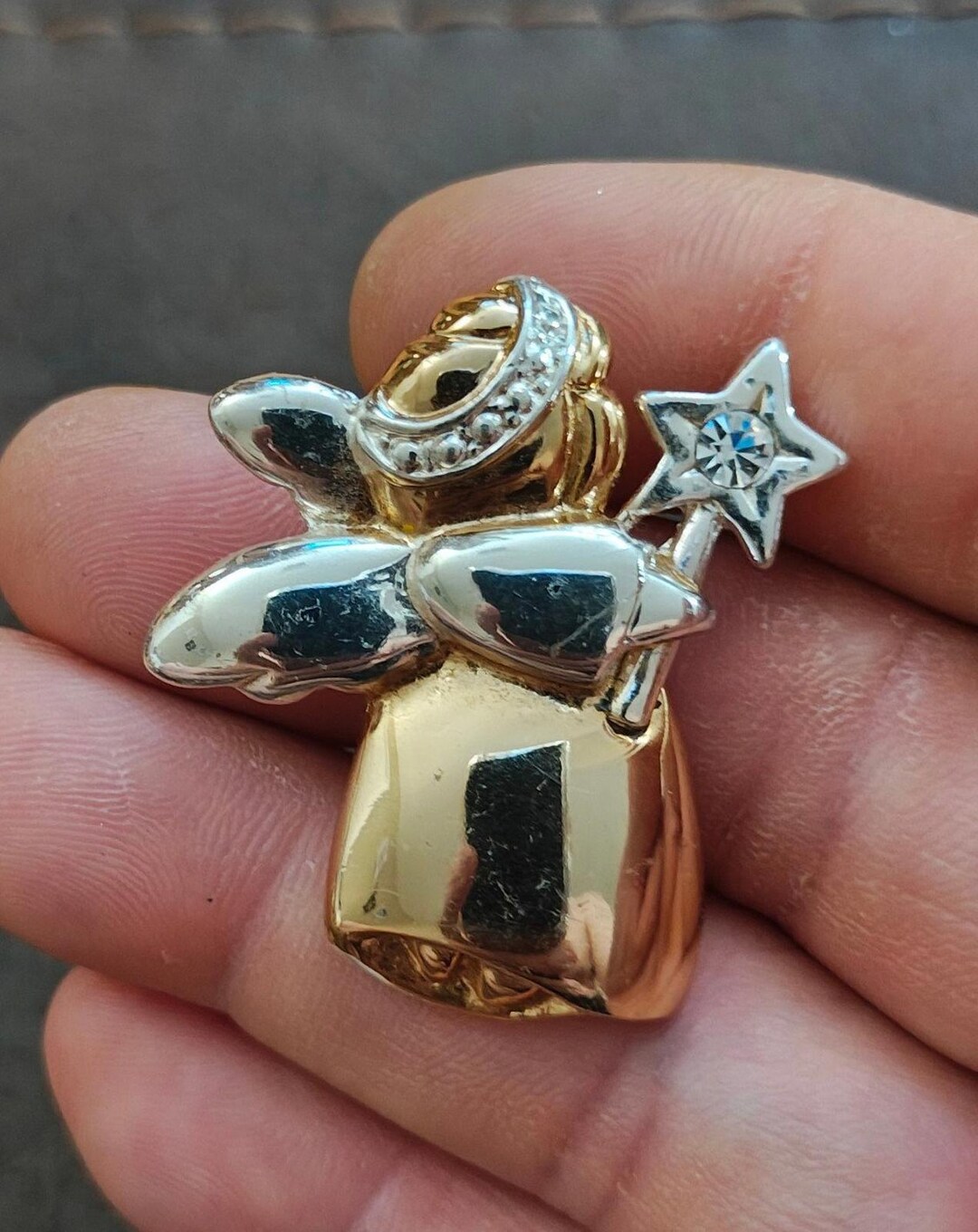 1980's Angel With Star Wand Two Tone Rhinestones Brooch - Etsy