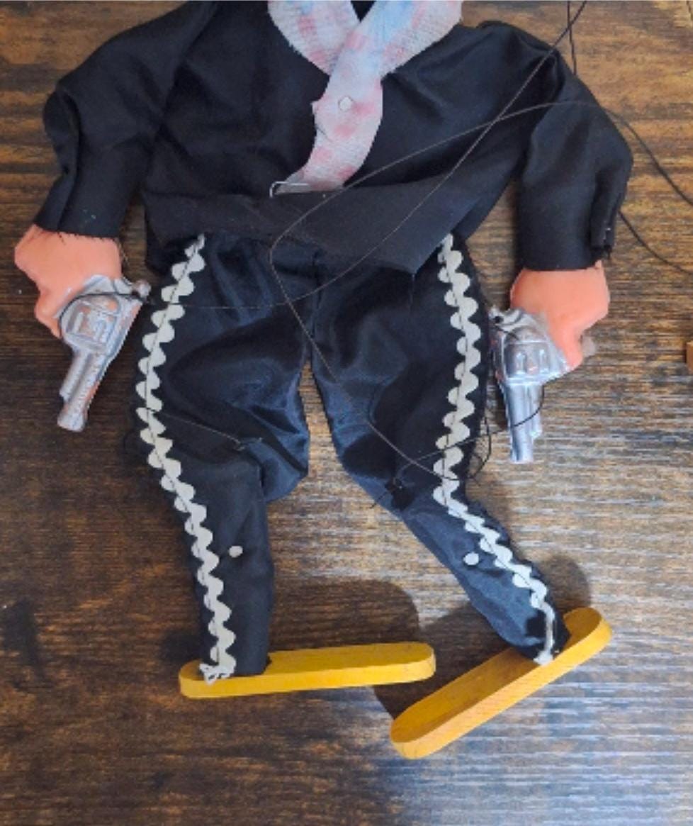 1960s Mexican Bandit Gunslinger Marionette Doll Hand Puppet - Etsy