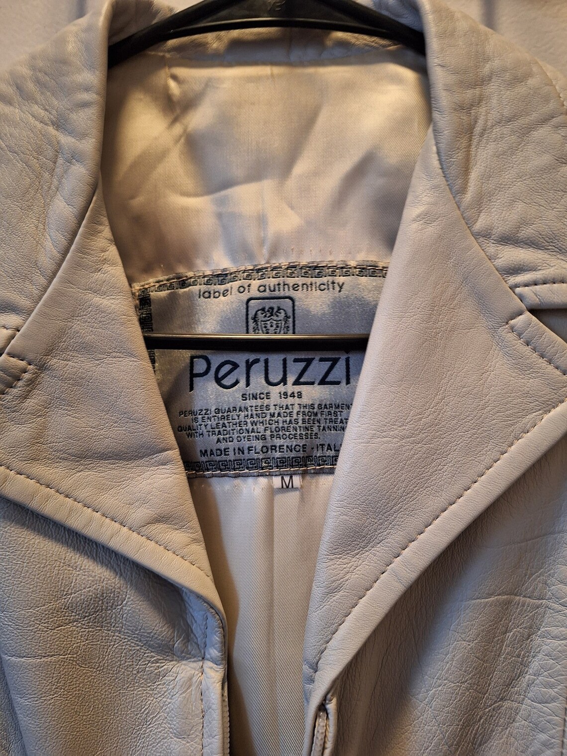 Peruzzi Cream Colored Leather Jacket - Etsy