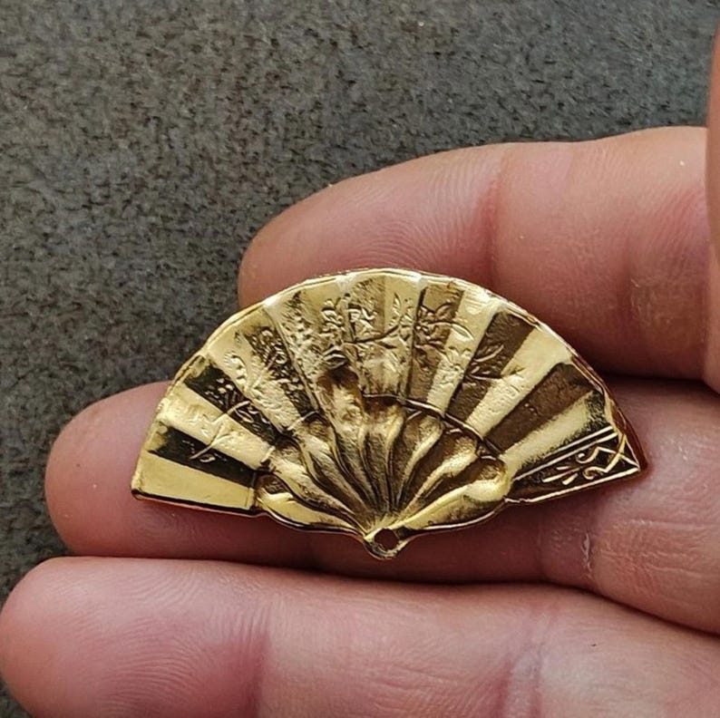 1970s Vintage Art Deco Gold Tone Fan Brooch Pin/pendant - Etsy