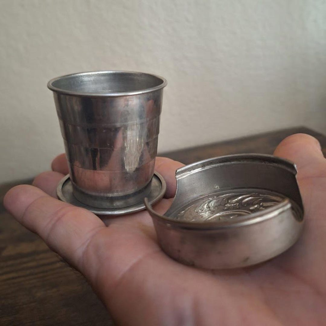 Silver Tone Antique Collapsible Metal Cup - Etsy