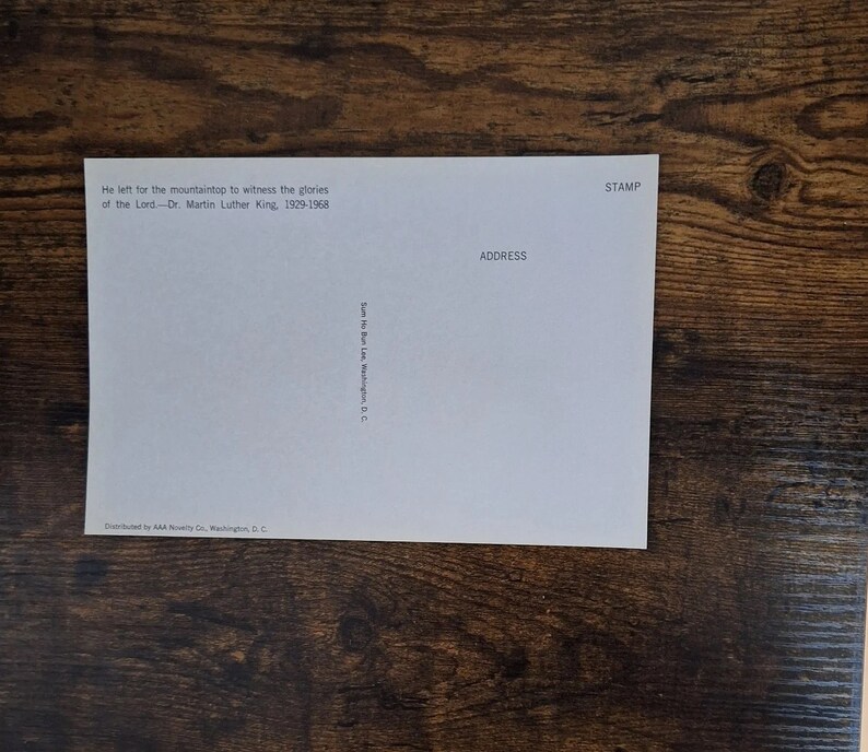1968 Martin Luther King Memorial Postcard - Etsy