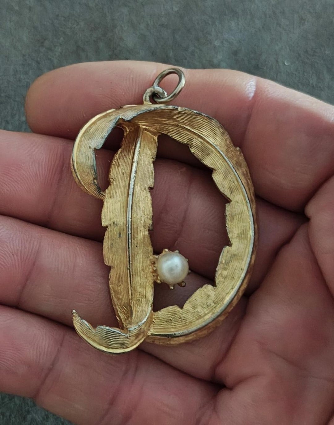 1980's Signed BSK Monogram Initial D With Pearl Gold Tone Pendant - Etsy