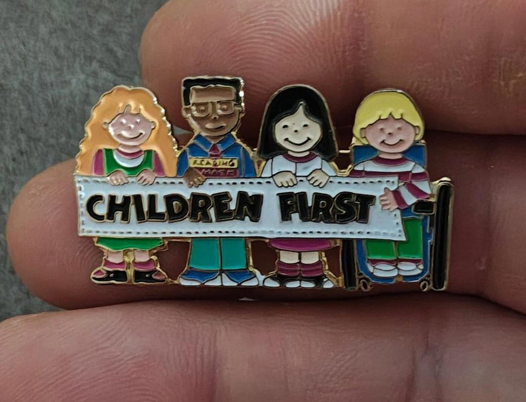 1990's Children First Gold Tone Enamel Pin - Etsy