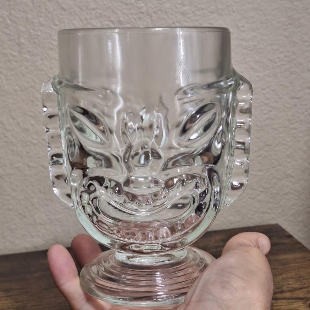 1970s Indiana Glass Double Faced Sad & Angry Tiki Glass - Etsy