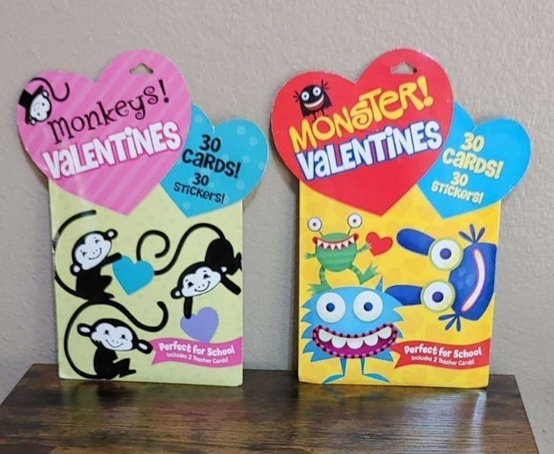 Monkeys Valentines + Monsters Valentines 60 Cards - Etsy