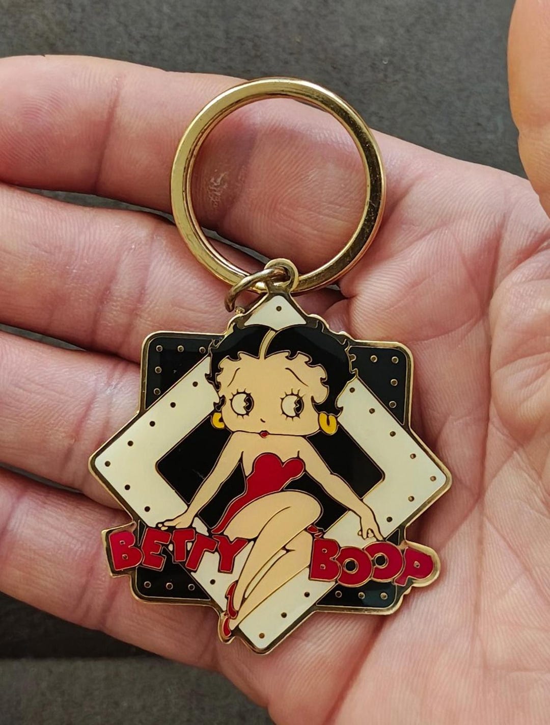 1990s Vintage Betty Boop Gold Tone Enamel Keychain - Etsy
