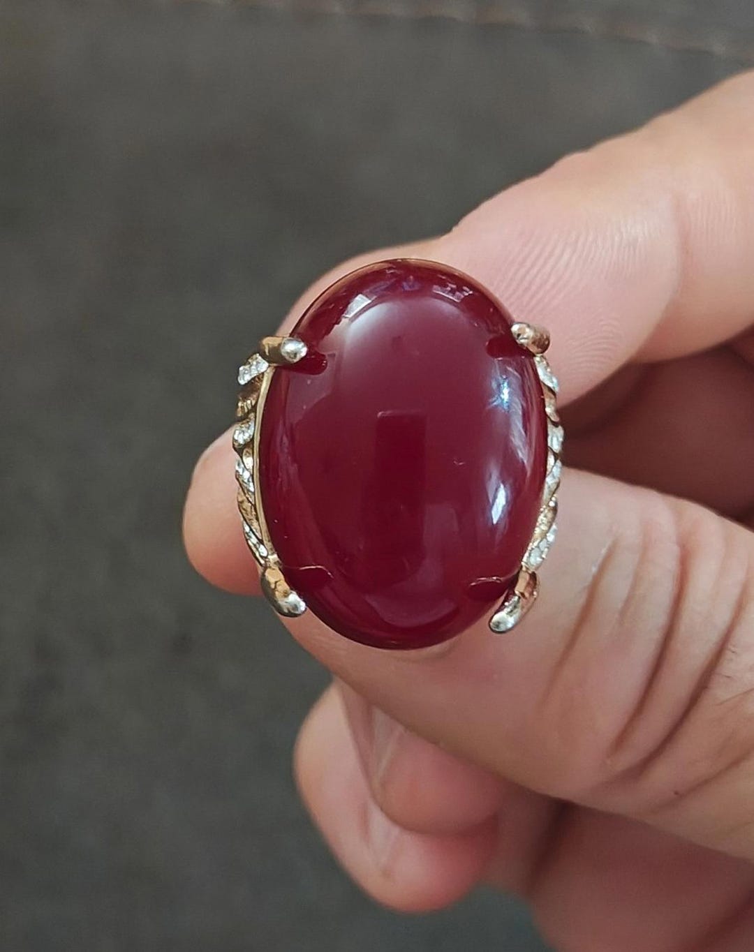 1980's Two Tone and Large Red Faux Stone & Rhinestones Ring - Etsy