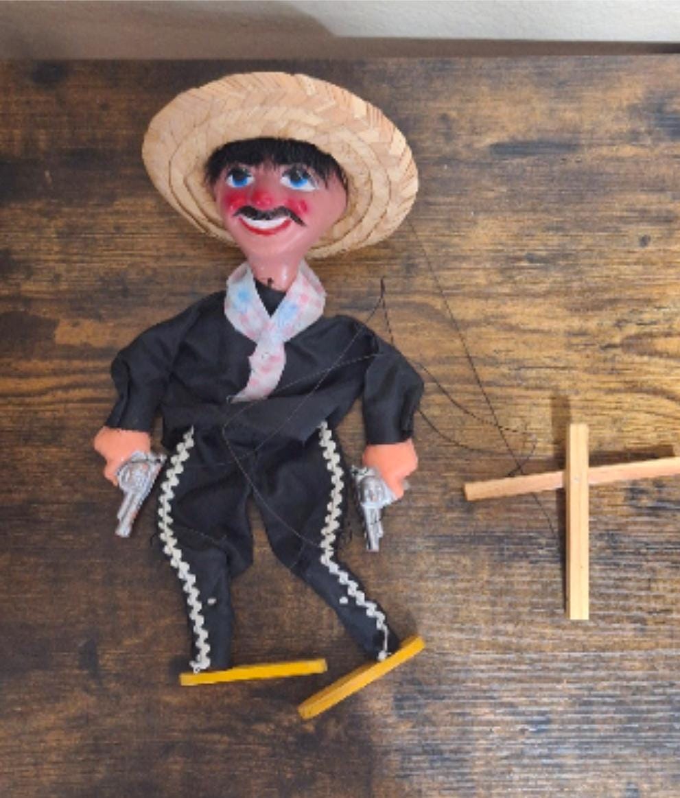 1960s Mexican Bandit Gunslinger Marionette Doll Hand Puppet - Etsy