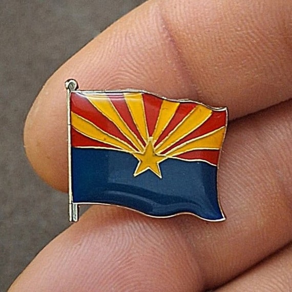 80s Arizona State Flag Gold Tone Enamel Pin - Gem