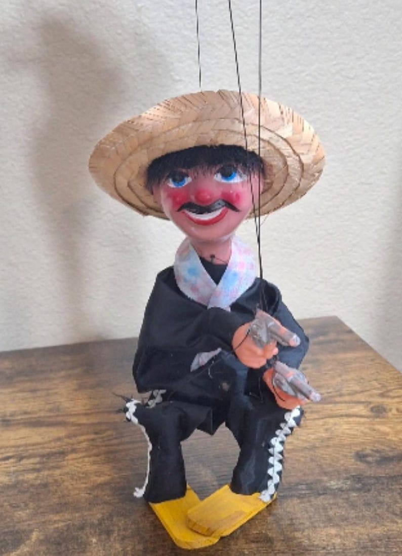 1960s Mexican Bandit Gunslinger Marionette Doll Hand Puppet - Etsy