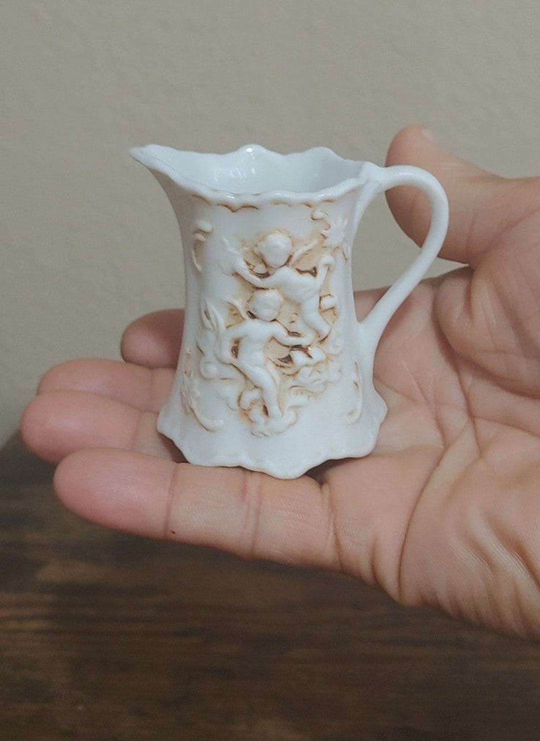 Lefton Miniature Creamer With Embossed Cherubs - Etsy