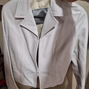 Peruzzi Cream Colored Leather Jacket - Etsy