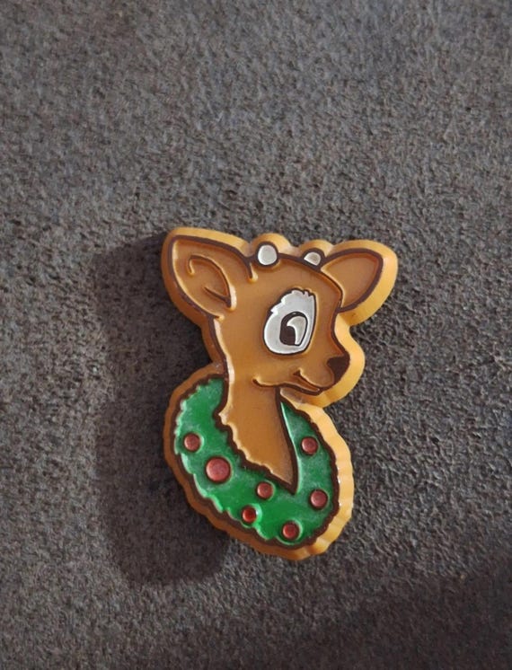 1980’s Hallmark Reindeer Wearing A Christmas Wreath P… - Gem