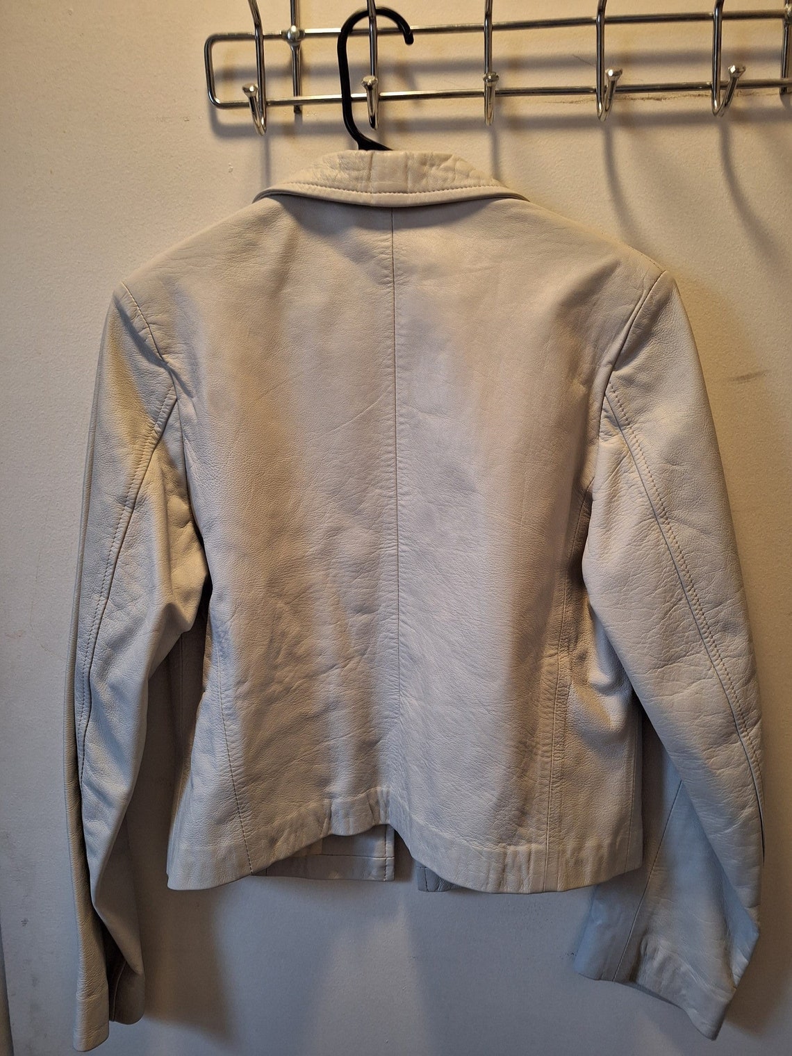 Peruzzi Cream Colored Leather Jacket - Etsy