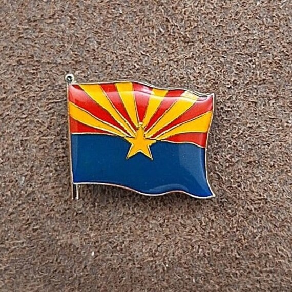 80s Arizona State Flag Gold Tone Enamel Pin - Gem