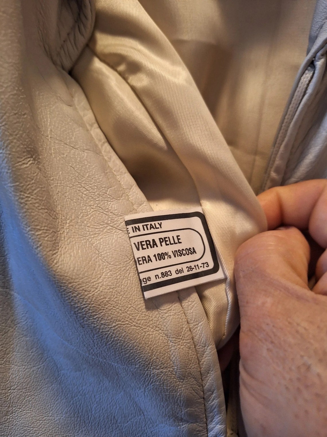 Peruzzi Cream Colored Leather Jacket - Etsy