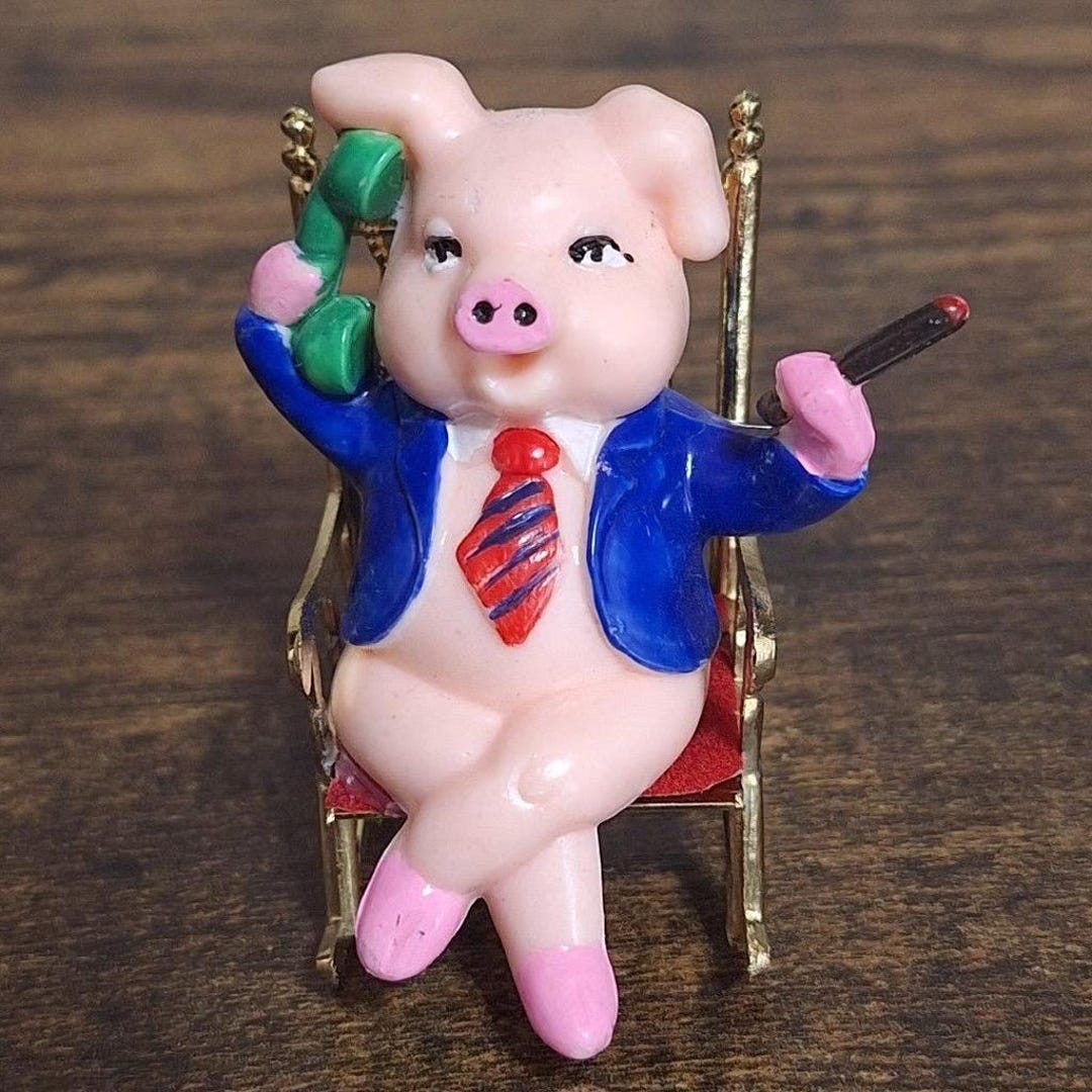 1960s Hand Painted Boss Pig Sitting in Chair - Etsy