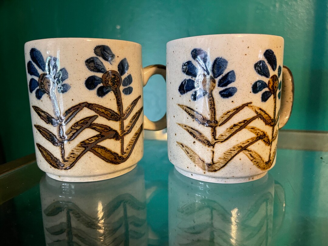 Charming Pair of Japanese Stoneware Mugs - Etsy