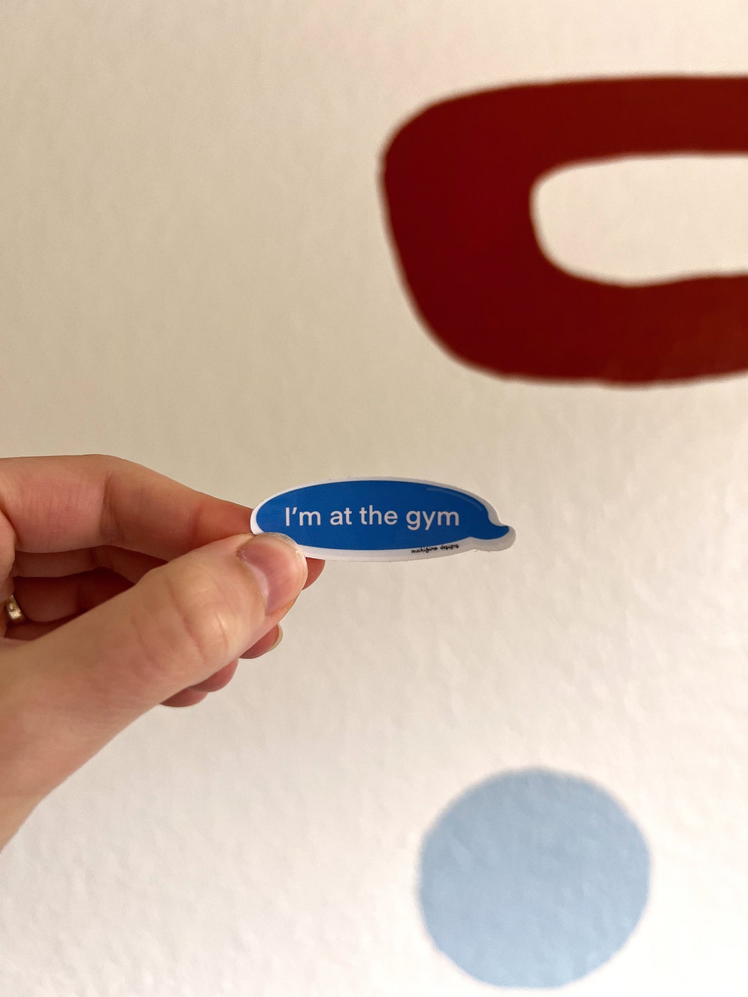 I'm at the Gym Text Sticker, Blue Vinyl Decal, Water-resistant, Scratch ...