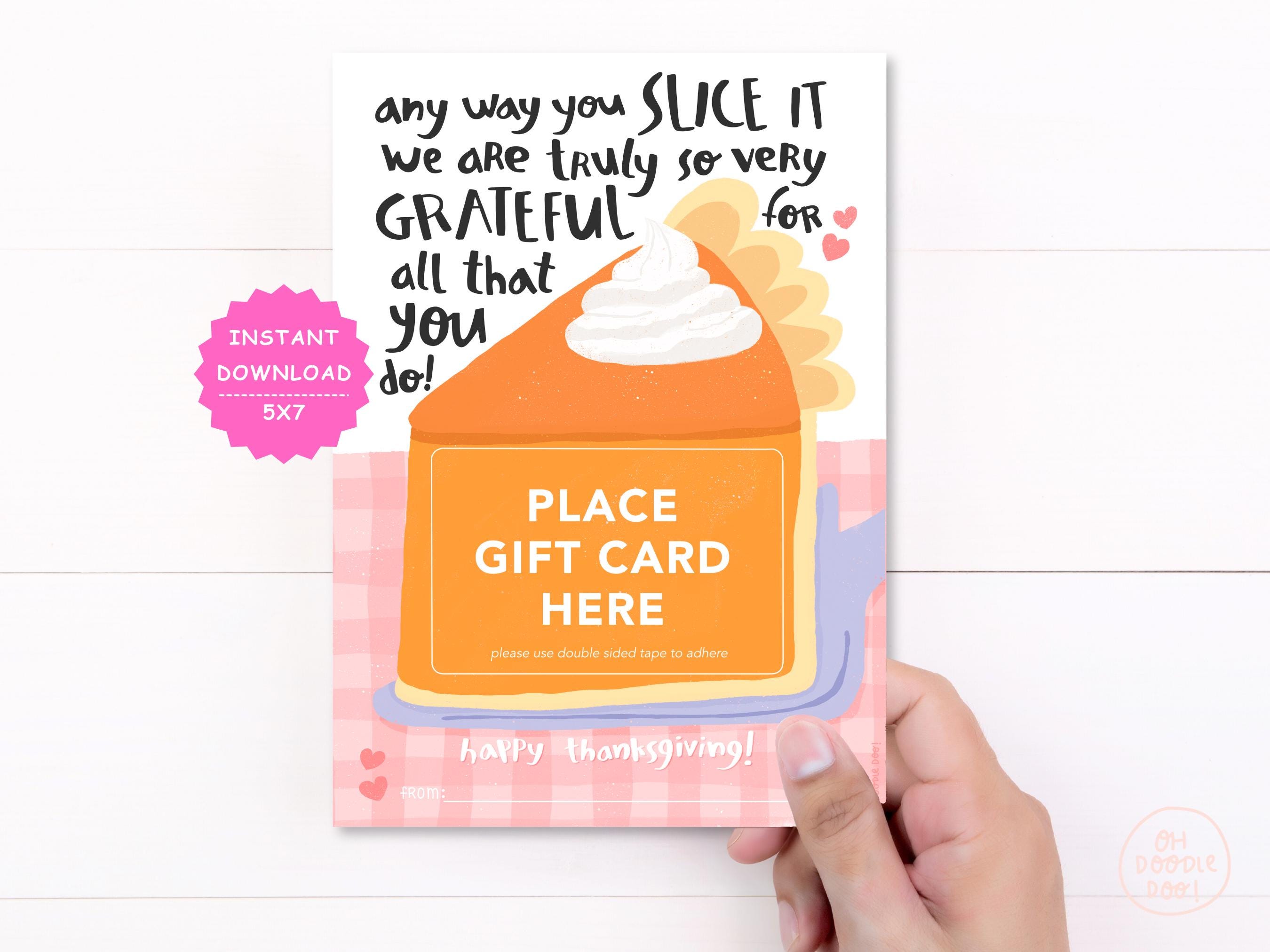 Pumpkin Pie Gift Card Holder Printable | Teacher Gift | Employee, Nurse ...