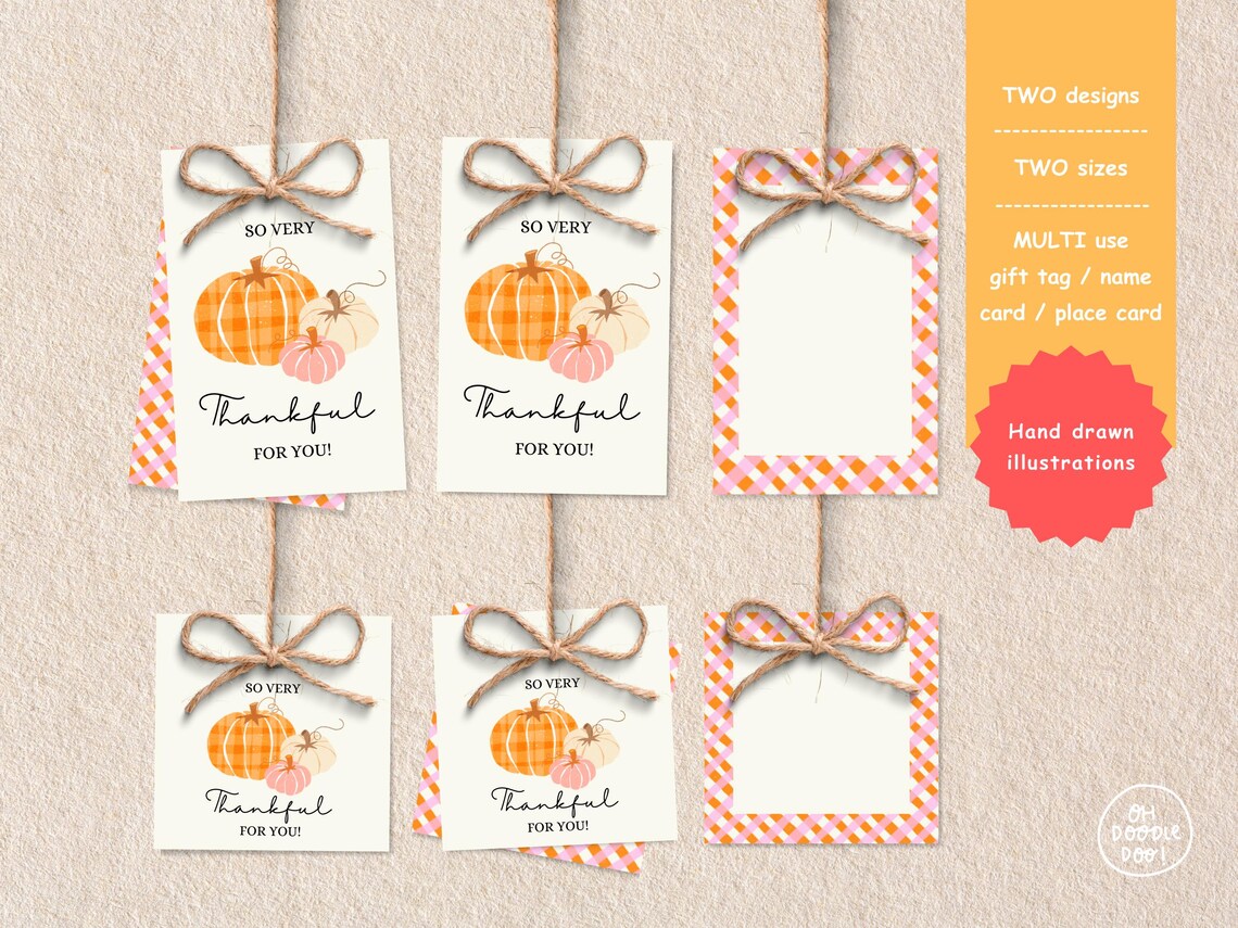 Thanksgiving Gift Tags Printable | Cute Pumpkin Tags | Fall Favor Tags ...
