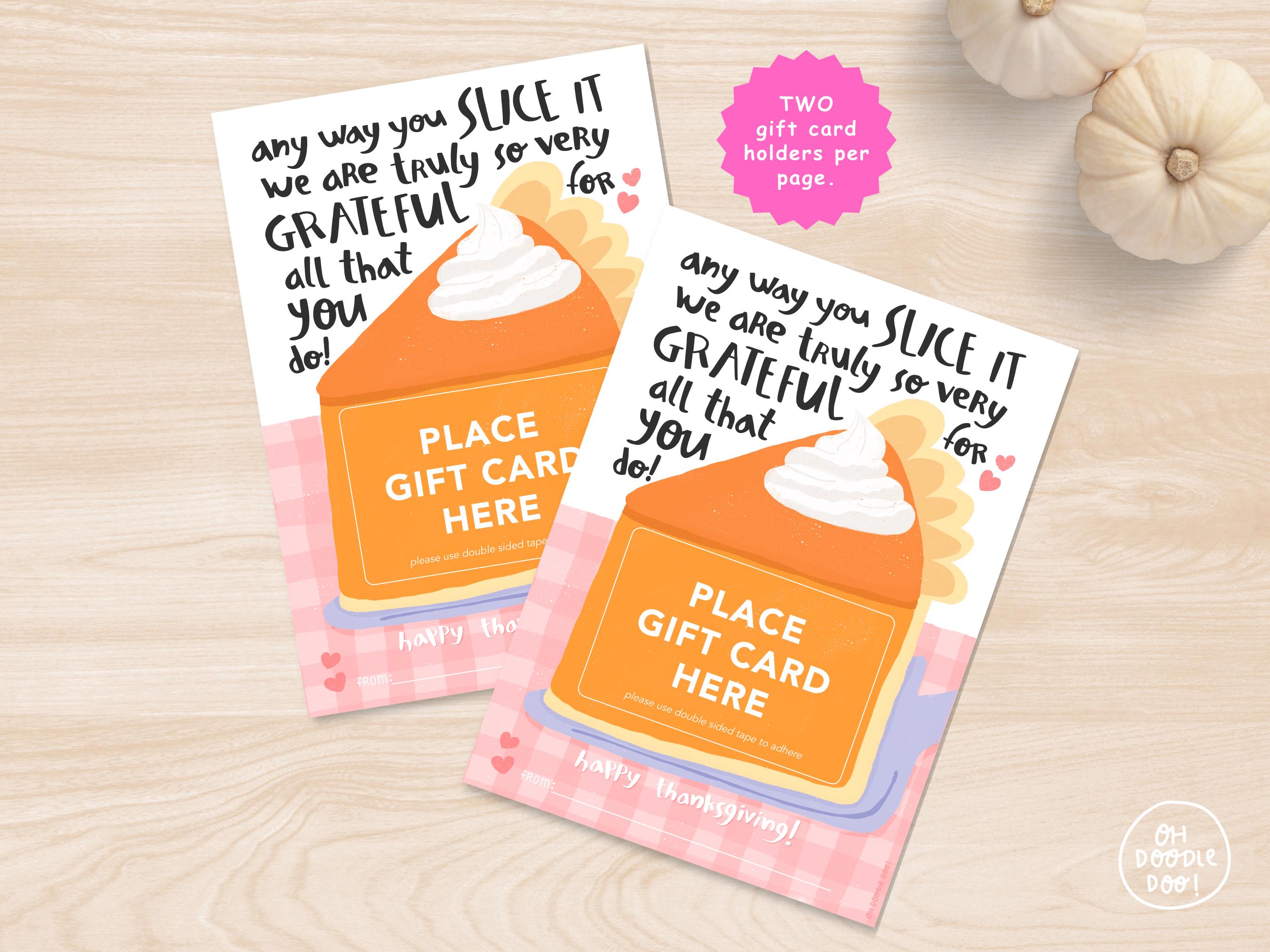 Pumpkin Pie Gift Card Holder Printable | Teacher Gift | Employee, Nurse ...
