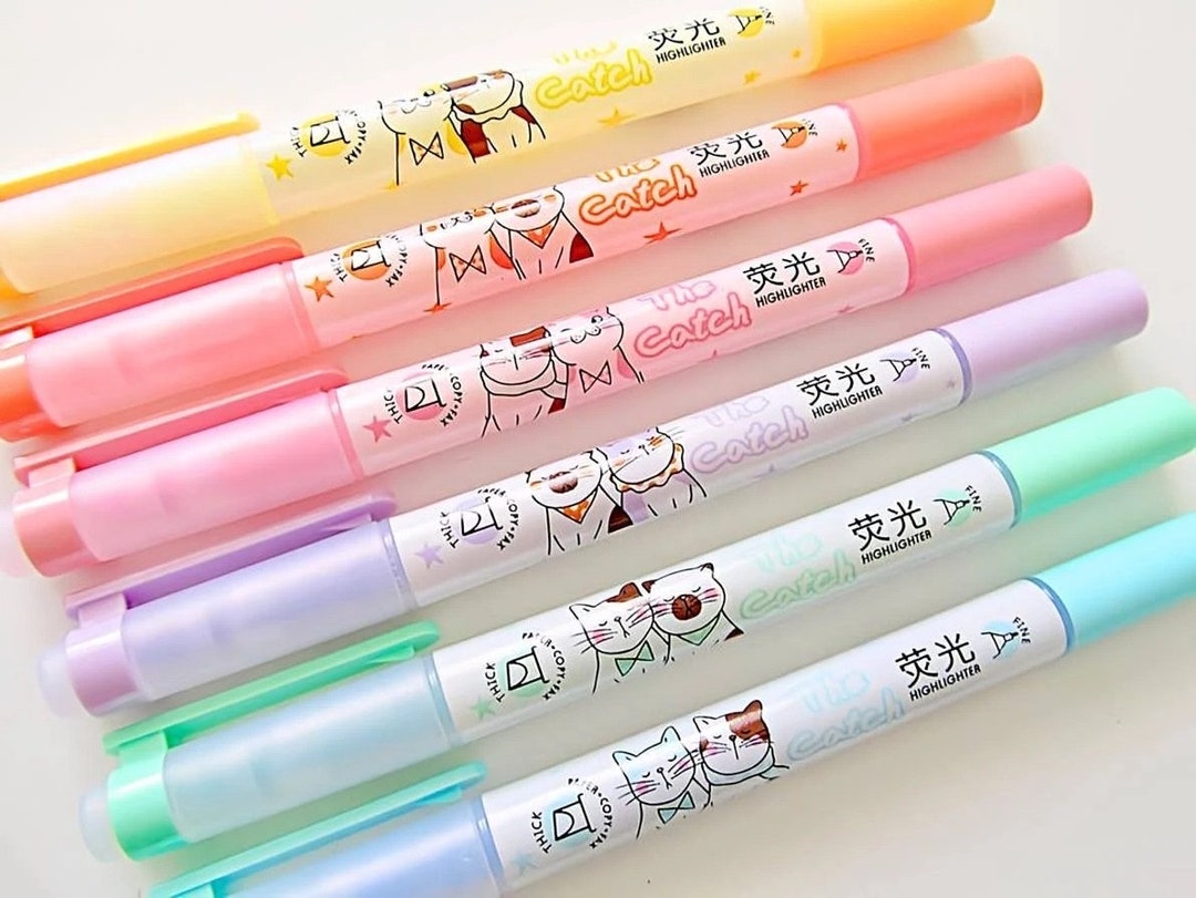 Cute Highlighters, Assorted Pastel Colours Multicolor Marker Pen, Cat ...
