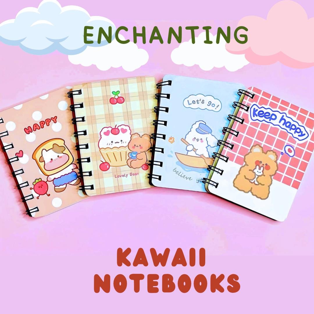 Set of 4 Cute Notebooks, Kawaii Stationery, Cute Gifts, Random Kawaii ...