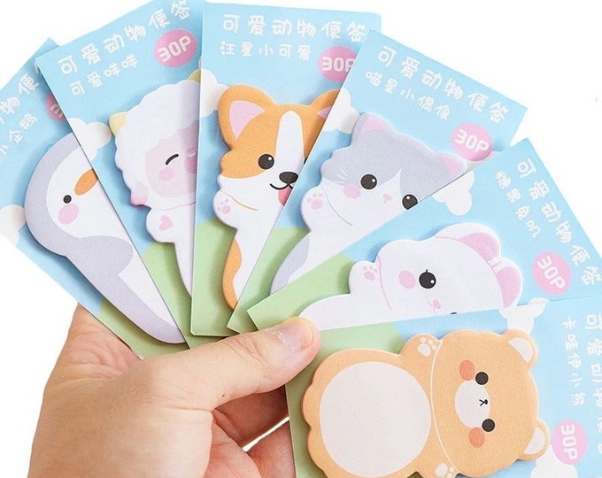 Kawaii Sticky Notes, 6 Pack Cartoon Animal Sticky Note Kawaii Markers ...