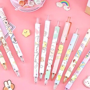 6pcs Cute Pen Set, Kawaii Stationery, Cute Clicker Gel Pen Set, Kawaii ...