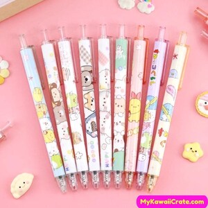 6pcs Cute Pen Set, Kawaii Stationery, Cute Clicker Gel Pen Set, Kawaii ...