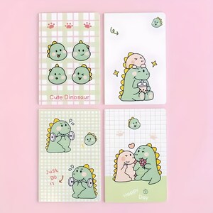 Set of 4 Notebook Student Horizontal Line A5 Notebook Cartoon Cute Ice ...