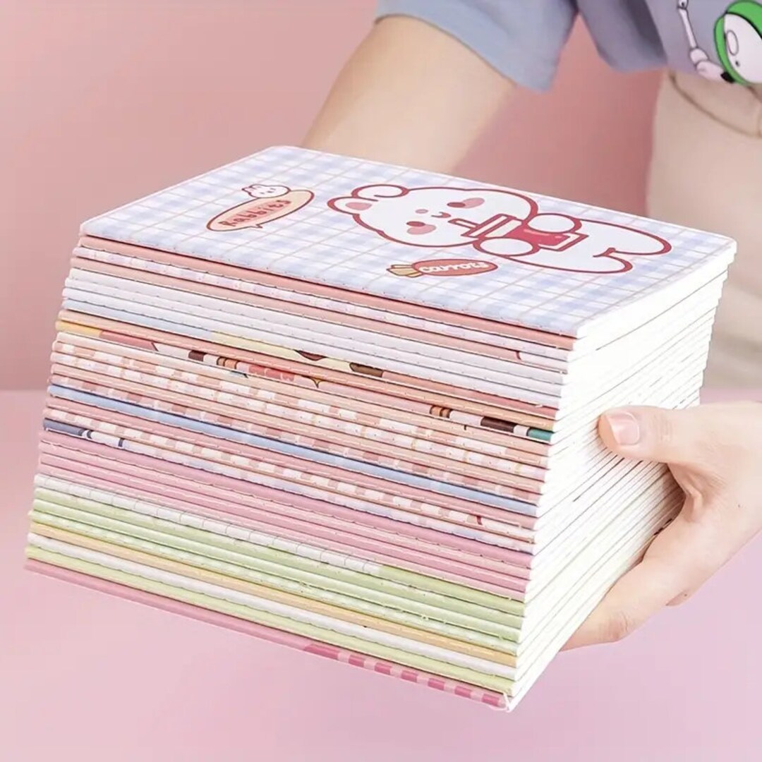 Set of 4 Notebook Student Horizontal Line A5 Notebook Cartoon Cute Ice ...