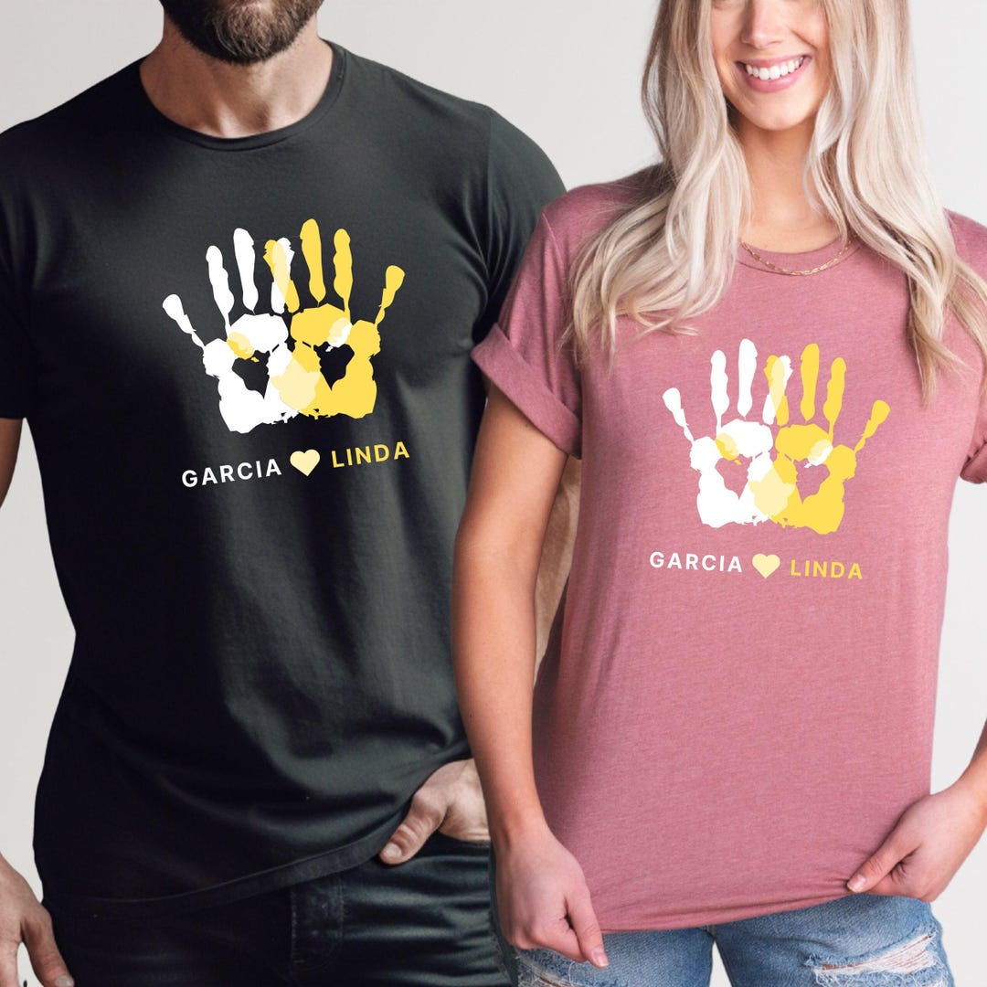 Custom Couple Handprint Shirt: Personalized Matching Shirts - Etsy