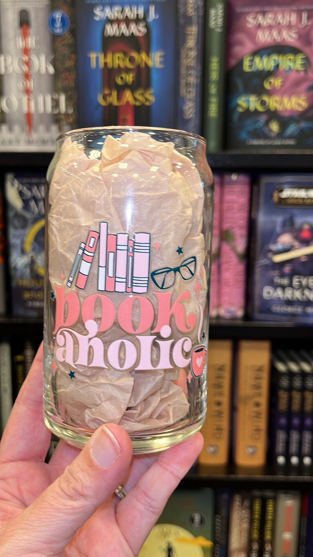 Book Aholic Glass Cup, Libbey Glass, Book Tumbler, Book Cup, Iced ...