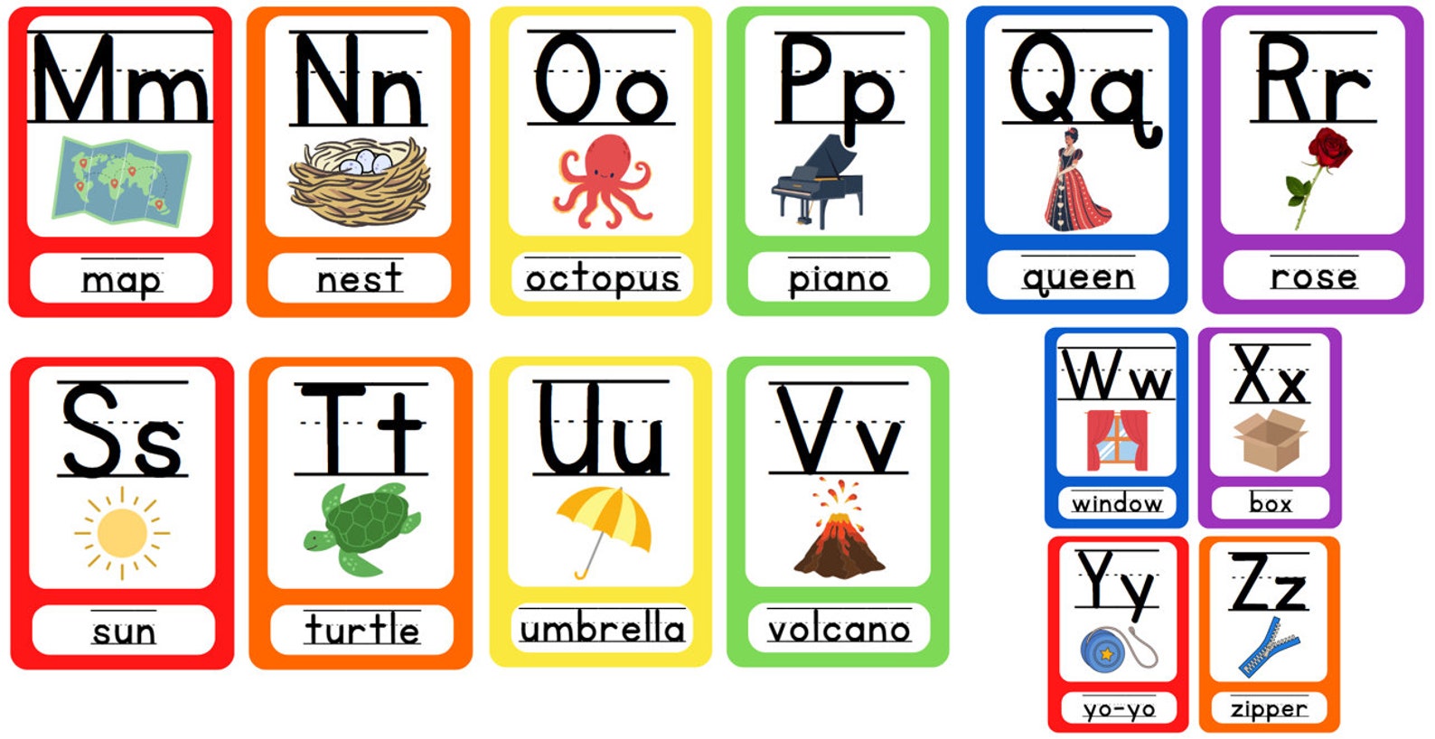 Traditional Alphabet Flash Cards Printable, ABC Flashcards, Alphabet ...