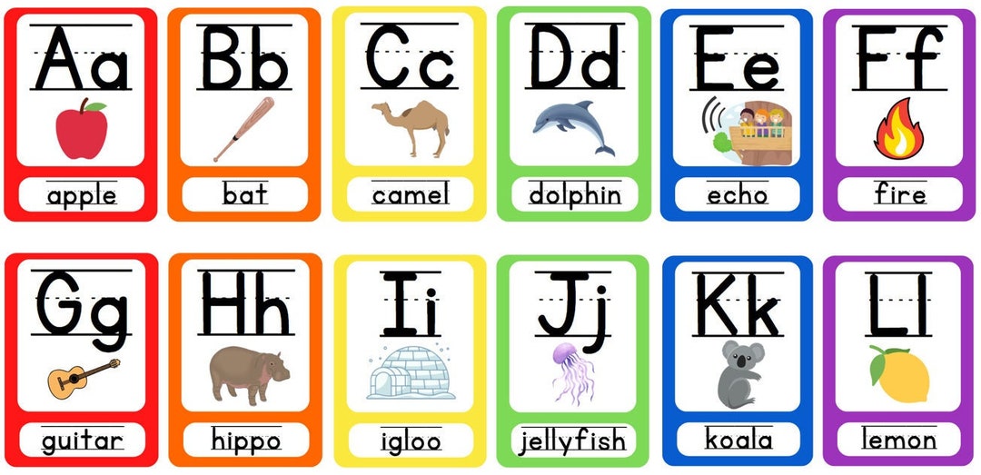 Traditional Alphabet Flash Cards Printable, ABC Flashcards, Alphabet ...