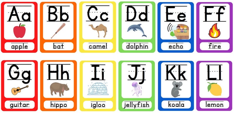 Traditional Alphabet Flash Cards Printable, ABC Flashcards, Alphabet ...