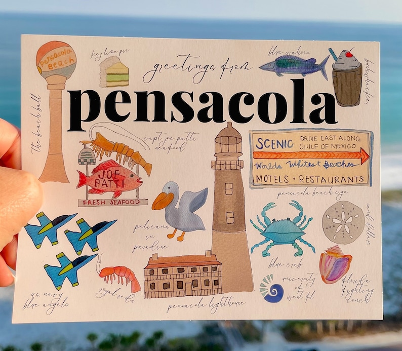 Greetings From Pensacola JUMBO Postcard (5X7) - Etsy
