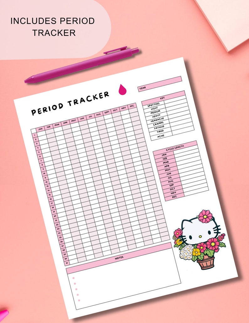 Printable Pink Fitness Planner, Weight Loss Tracker, Workout Planner ...