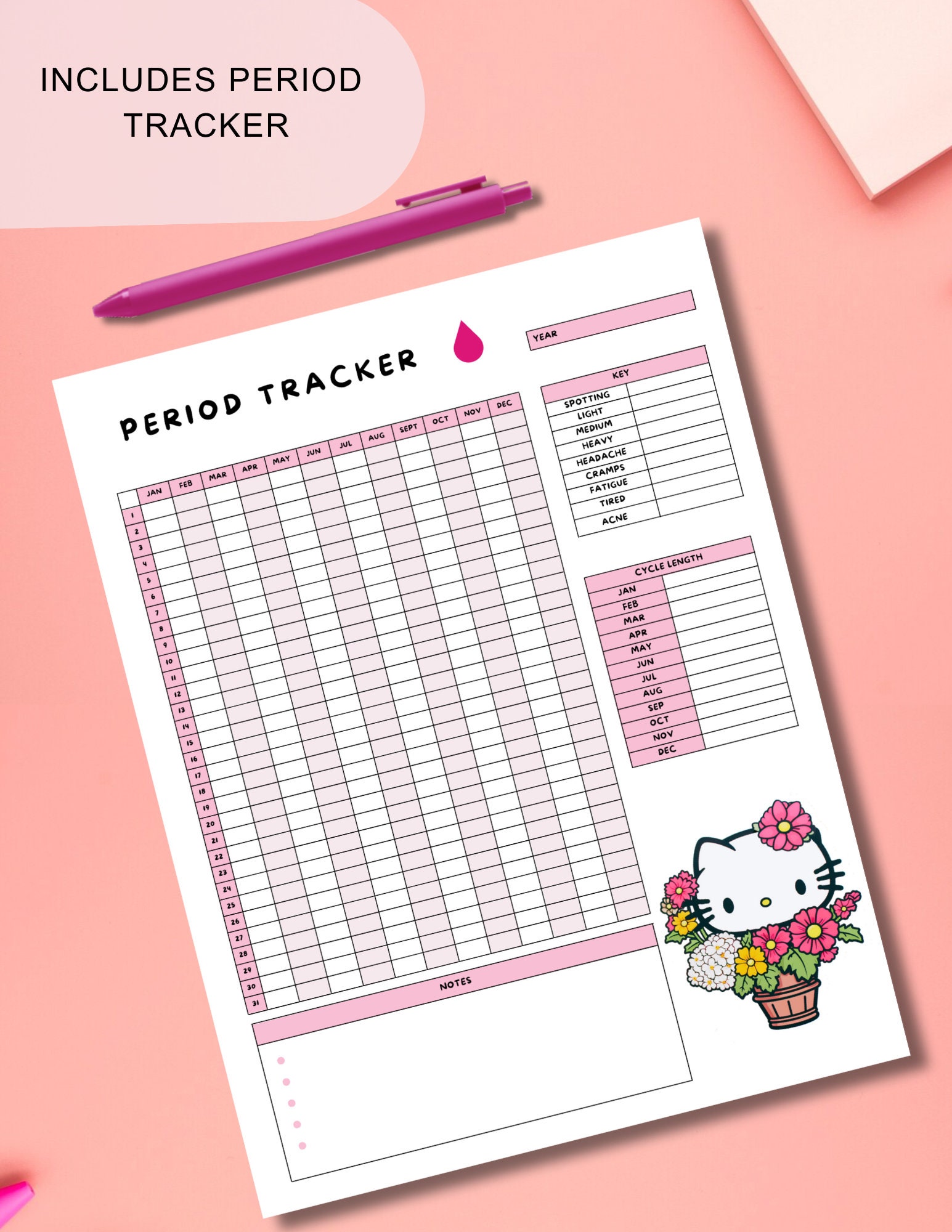 Printable Pink Fitness Planner, Weight Loss Tracker, Workout Planner ...