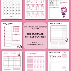 Printable Pink Fitness Planner, Weight Loss Tracker, Workout Planner ...