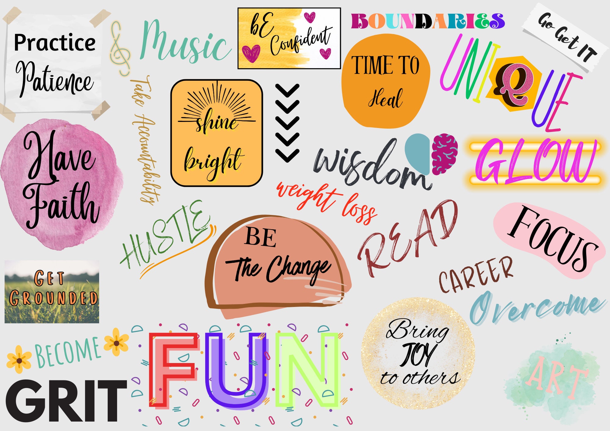 Vision Board Kit, 100 Vision Board Words, 50 Images, Instant Download ...