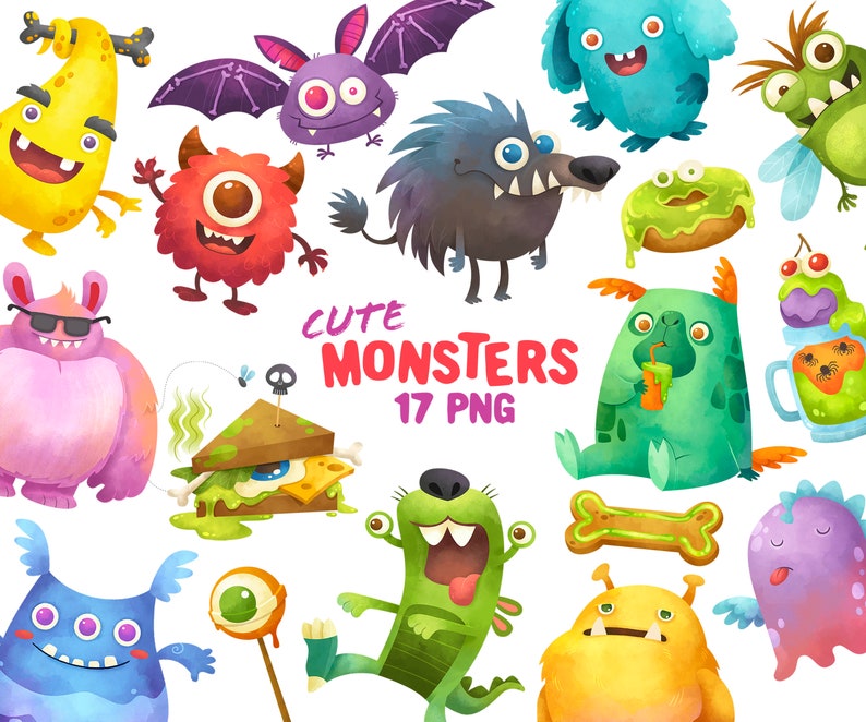 Cute Monster Clipart, Cartoon Critters, Sublime Printing PNG ...