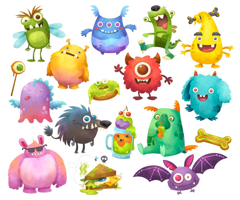 Cute Monster Clipart, Cartoon Critters, Sublime Printing PNG ...