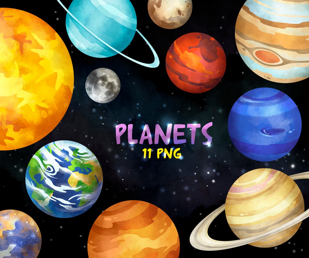 Planets Clipart, Solar System Instant Download, Educational Printables ...